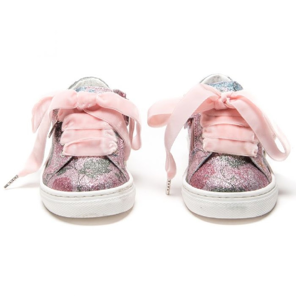 Floral Glitter Shoes for Girls