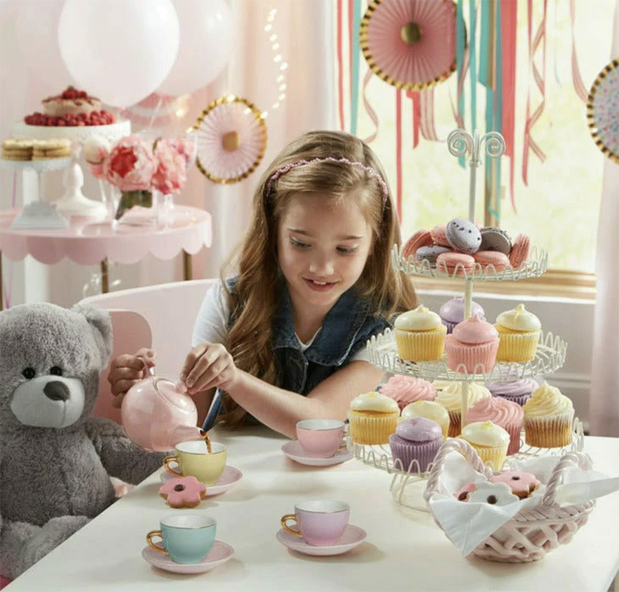 9-Piece Hand-Glazed Ceramic Tea Party Set