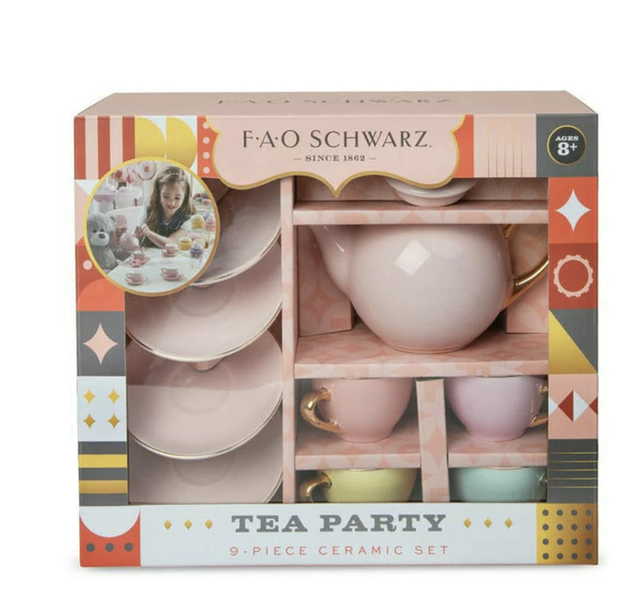 9-Piece Hand-Glazed Ceramic Tea Party Set