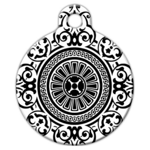 Tribal Dog ID Tag, Black Enamel, Stainless Steel Name Tag