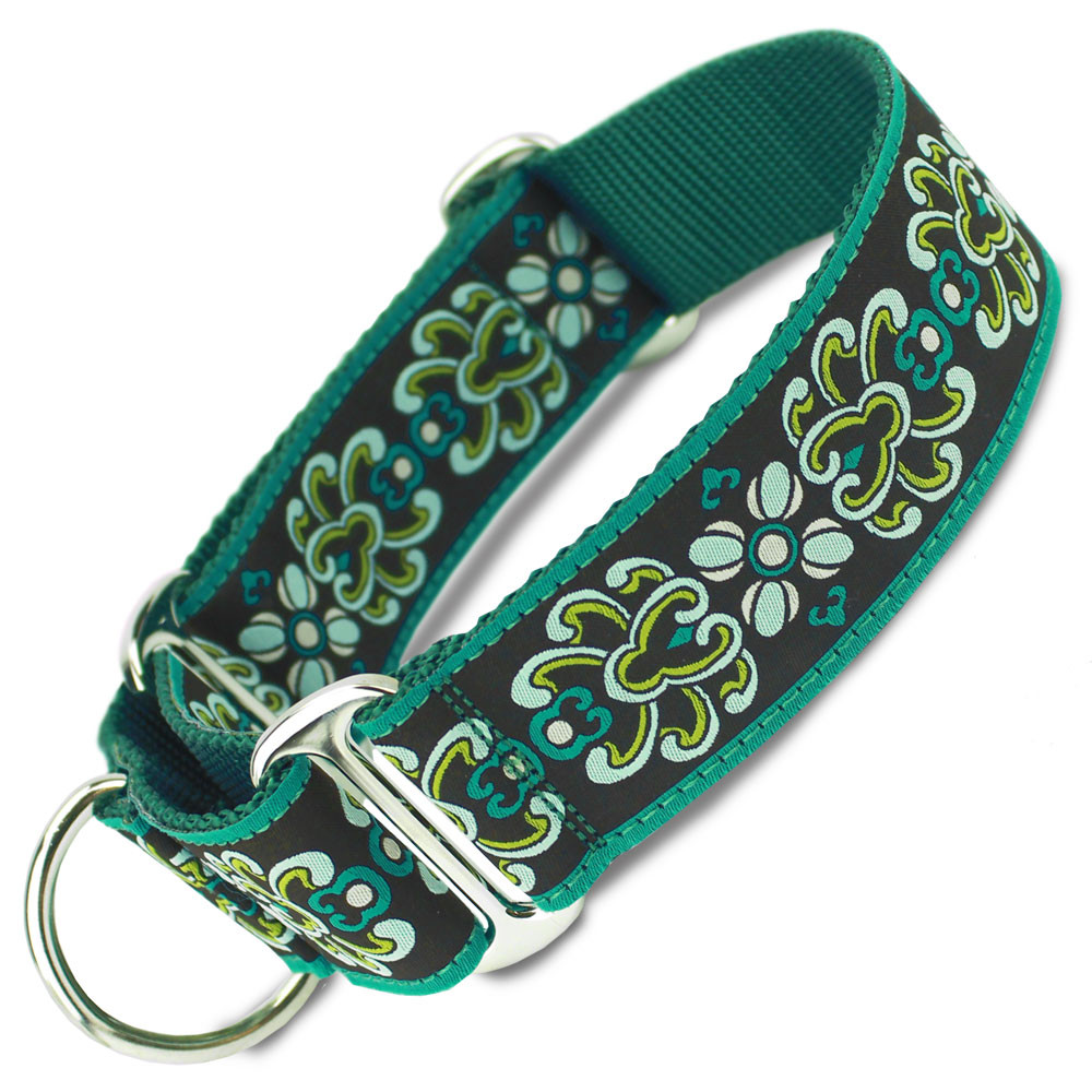 Blue Aztec Martingale dog Collar, Tribal, Limited Slip