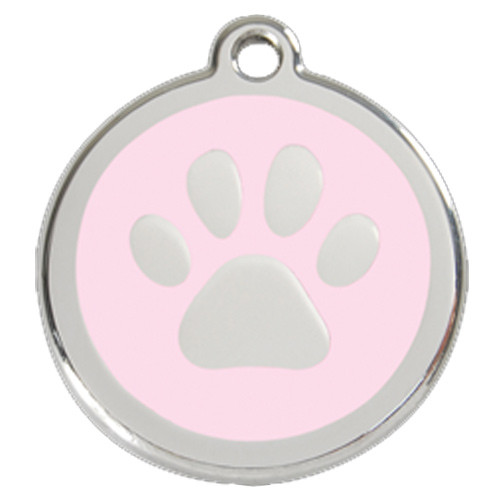 Paw Print Dog ID Tag, Blue Enameling, Stainless Steel Name Tag