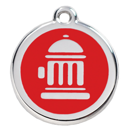 Fire Hydrant Dog ID Tag, Red Enamel, Stainless Steel ID Tag