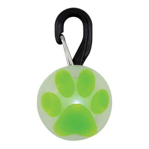 Paw Print LED Dog Tag for Small Dogs, Green