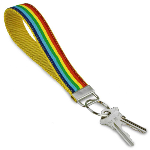 Rainbow Key Ring FOB, Wristlet, Wearable Keychain in a Colorful Design