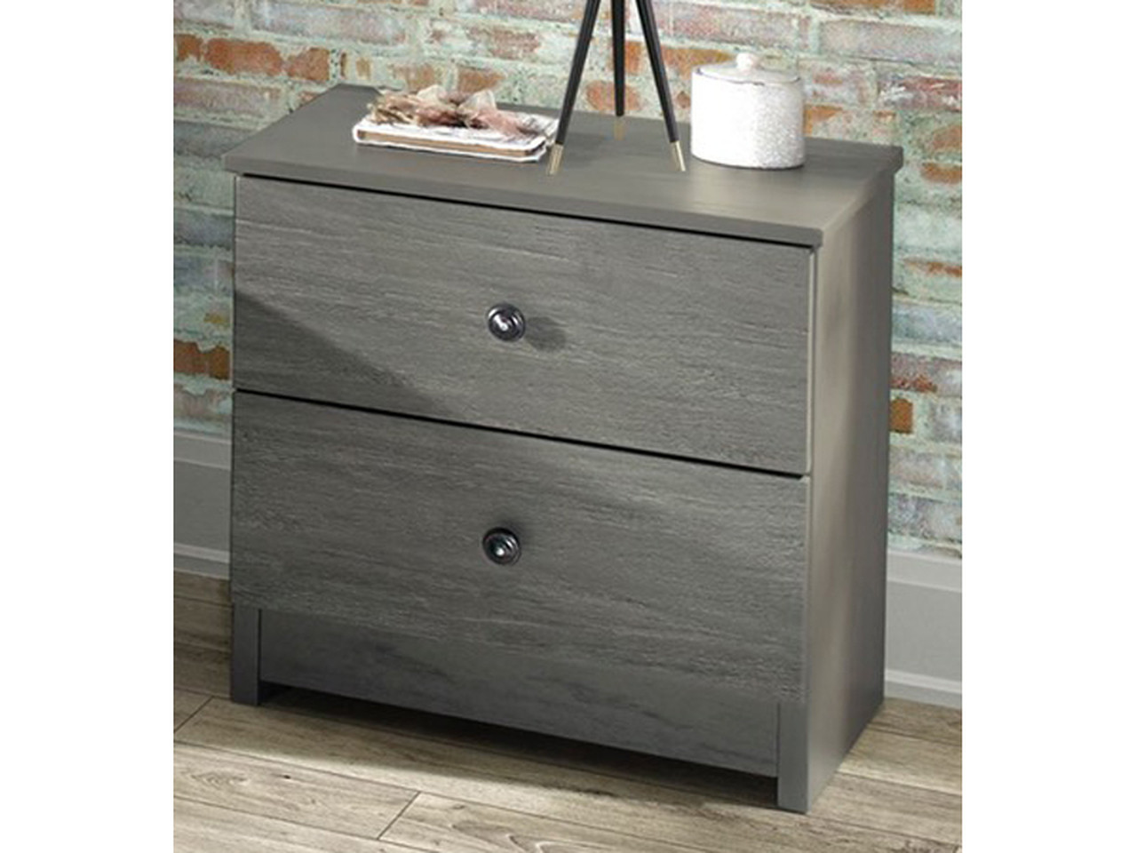 Rustic Pine Night Stand - Gray Brushed Finish