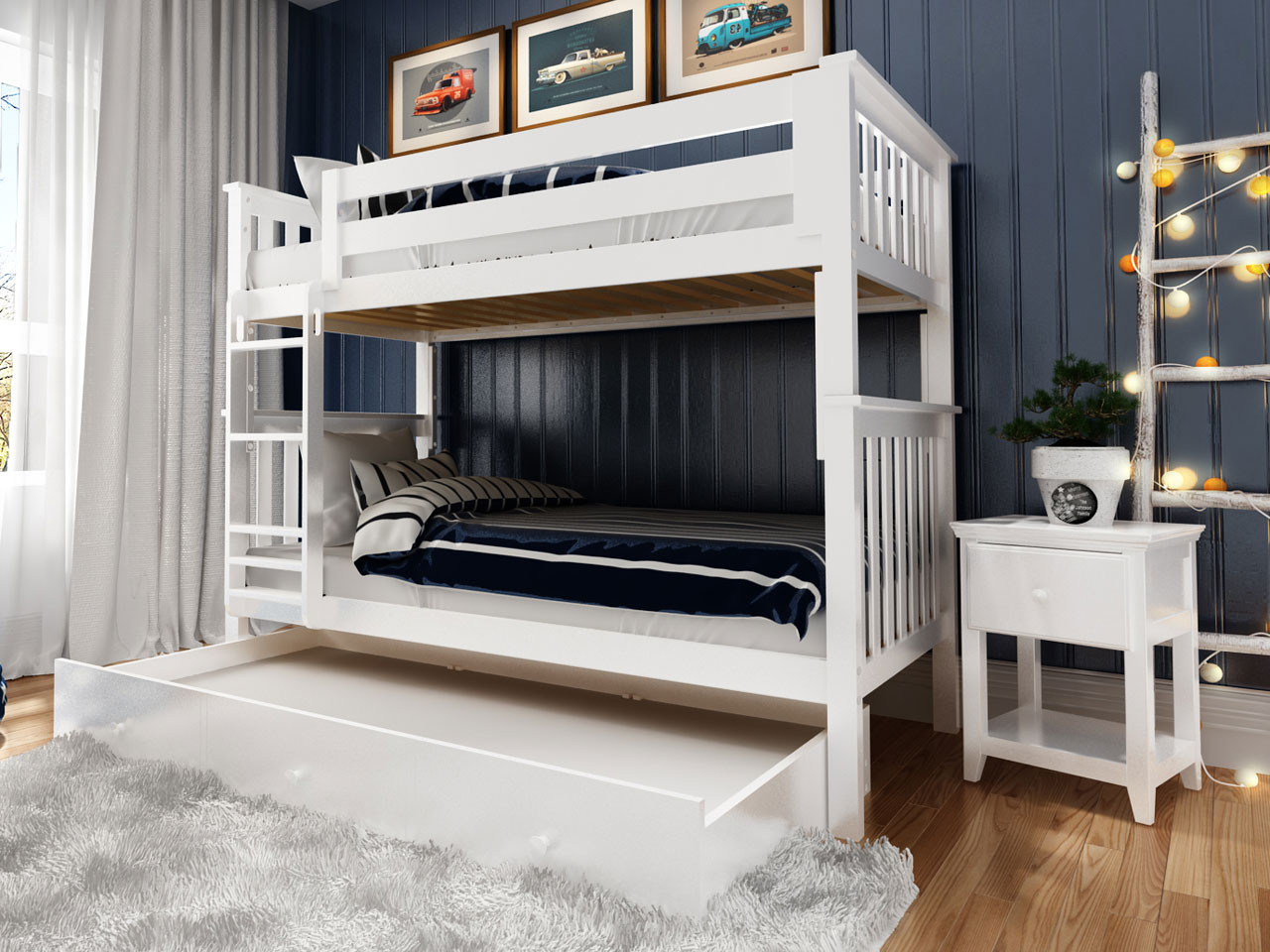 Bedroom Basics Bunk Bed W Straight Ladder W Trundle Twin Twin