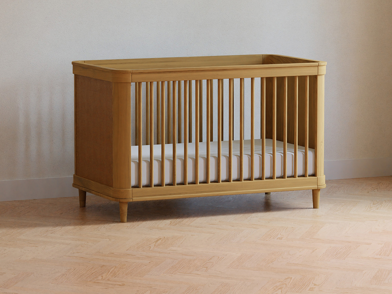 Marin 3-In-1 Convertible Crib - Honey/Honey Cane