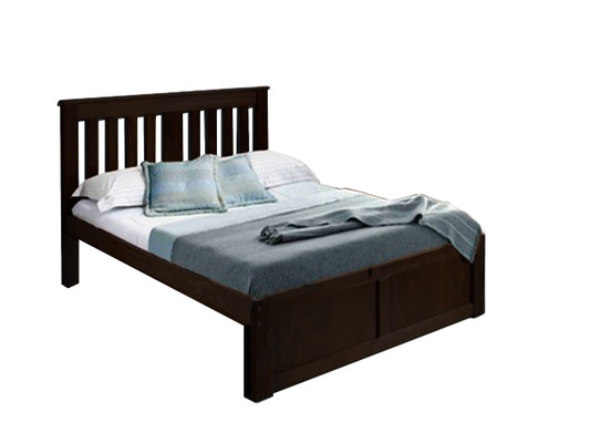 Rustic Pine Slatted Platform Bed w/Drawers, Full - Espresso - Bedroom ...