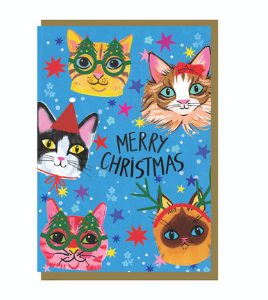 Kitty Faces - Christmas Card - EBX18 - Nelson Line