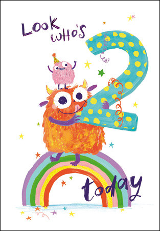 HB - LOOK WHO'S 2 TODAY - 5 x 7 FIZGIGS CARD - Nelson Line