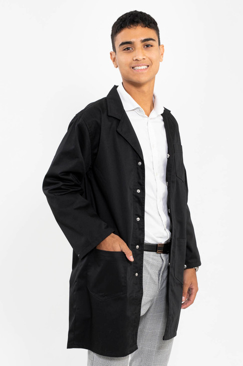 Black Lab Coat | Classic Fit Unisex Lab Coat
