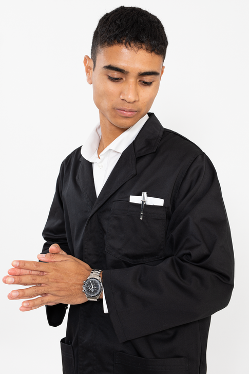 Black Lab Coat | Classic Fit Unisex Lab Coat