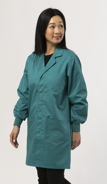 Knit Cuff Lab Coat - Jade - Lab Coat Co