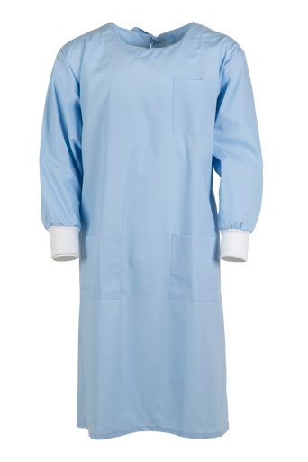 Knit Cuff Lab Gown Sky Blue - White Cuffs - Lab Coat Co