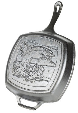 Wildlife Series 10.5 Inch Square Cast Iron Fish Grill Pan - Lodge Cookware