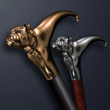 Custom walking cane Bulldog. Stylish walking sticks. Made in USA