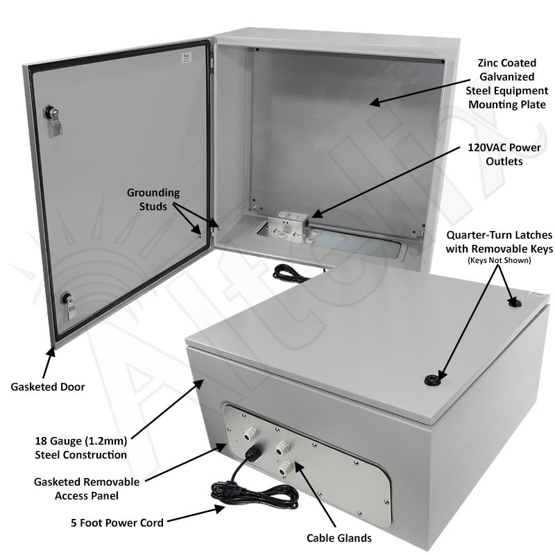 Altelix 24x24x12 NEMA 4X Steel Weatherproof Enclosure with Single 120 ...