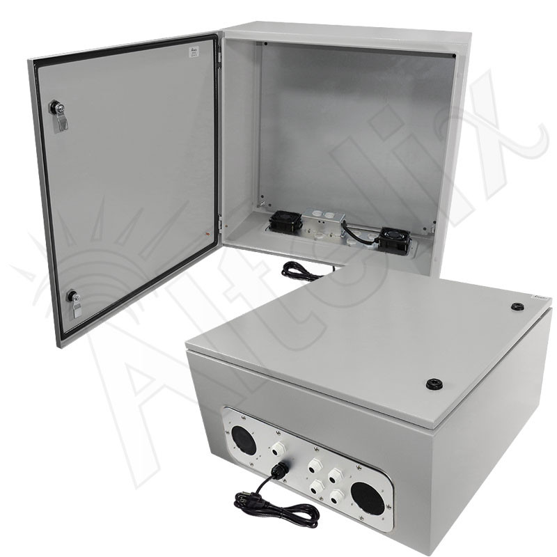 Altelix 24x24x12 Steel Weatherproof NEMA Enclosure with Dual Cooling ...
