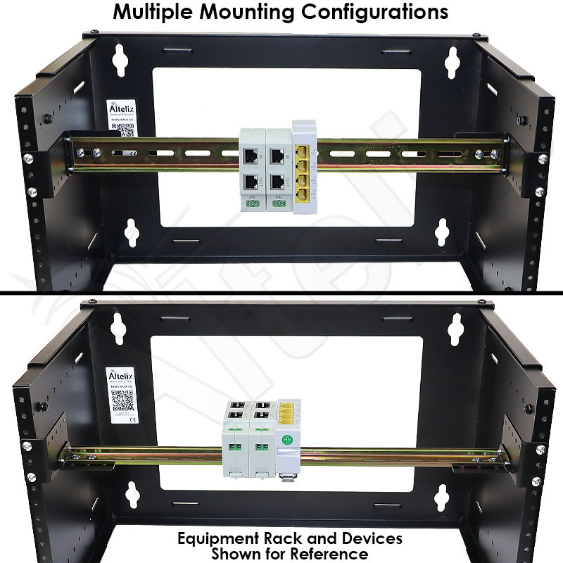 Altelix Adjustable 1U 19" Rack Mount DIN Rail Kit - Altelix