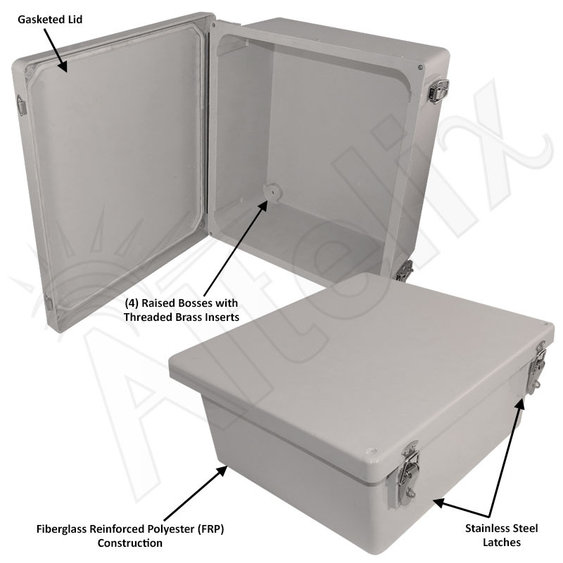 Altelix 14x12x6 Fiberglass NEMA 4X Weatherproof Pole Mount Enclosure ...