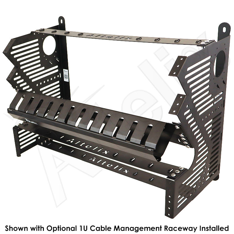 Altelix Space Saver 19” Wide Wall Mount Slanted Equipment Rack with 1U ...