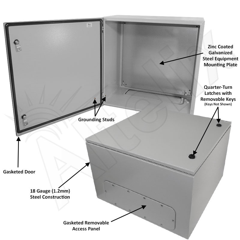 Altelix 24x24x16 NEMA 4X Steel Weatherproof Enclosure with Steel ...