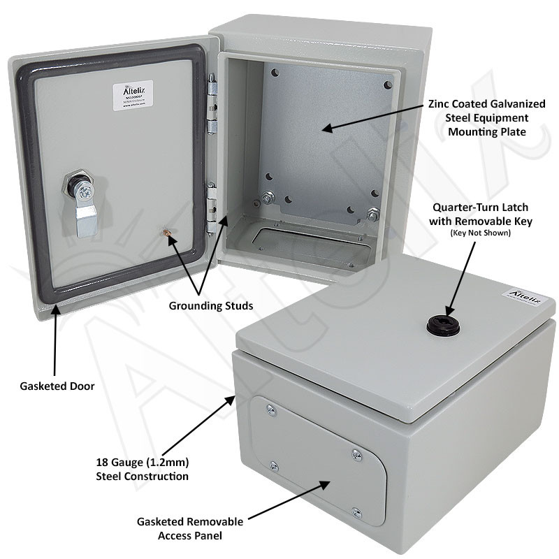 Altelix 10x8x6 NEMA 4X Steel Weatherproof Enclosure with Steel ...
