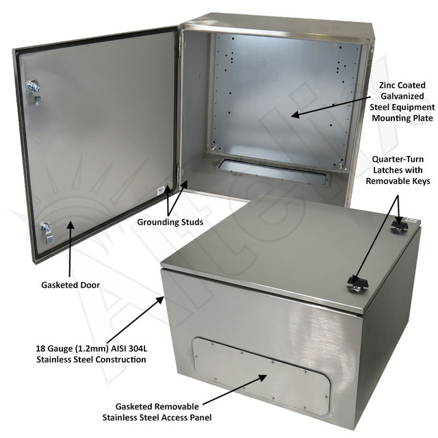 Altelix 24x24x16 NEMA 4X Stainless Steel Weatherproof Enclosure with ...