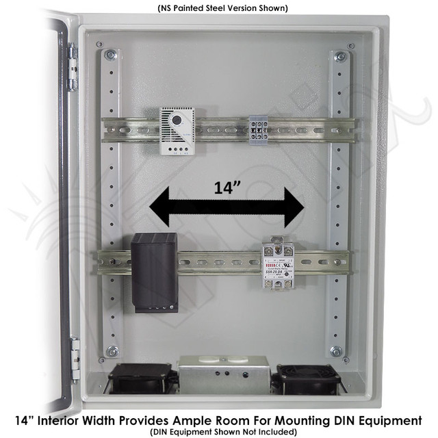 Altelix 20x16x12 Industrial DIN Rail Stainless Steel Weatherproof NEMA ...