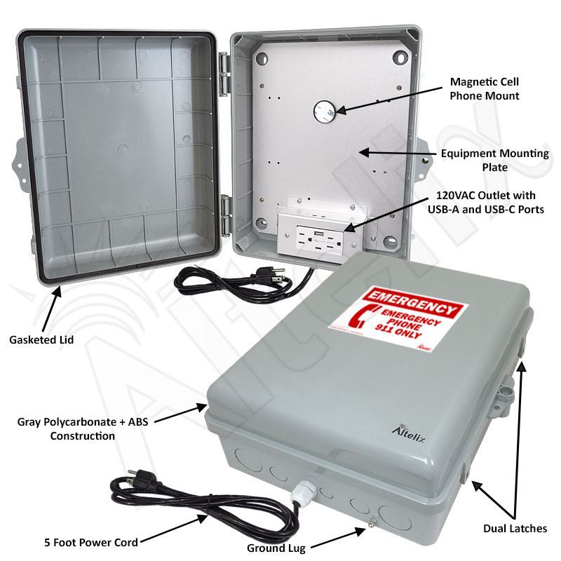 Altelix Weatherproof Emergency Phone Call Box for Cell Phones with ...