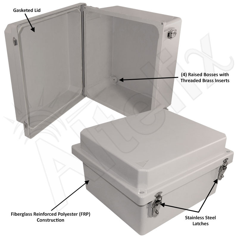 Altelix 14x12x8 Fiberglass NEMA 4X Weatherproof Pole Mount Enclosure ...