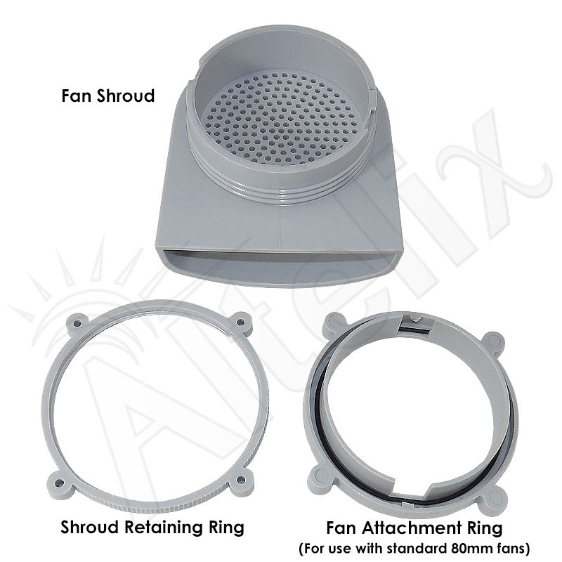 Polycarbonate Enclosure Vent/Fan Shroud with 80mm Fan Mount - Altelix