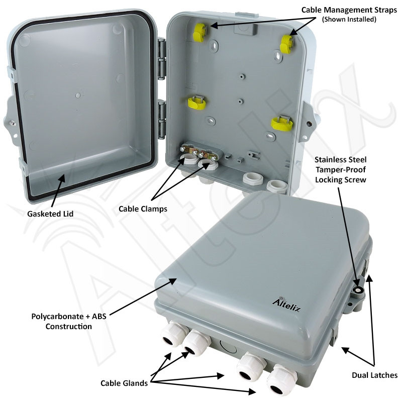Altelix 10x9x4 IP66 NEMA 4X PC+ABS Weatherproof Utility Box with Hinged ...