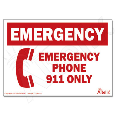 Emergency 911 Phone Label - Weatherproof Vinyl 5 x 3.5 Inch - 6-Pack ...