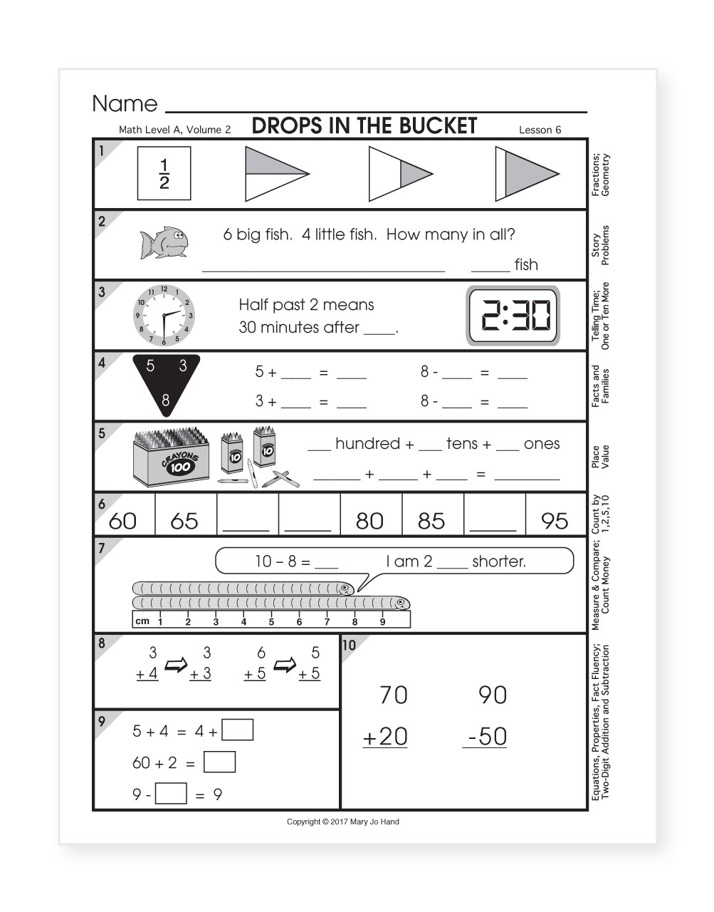 Math Drops in the Bucket - Book 6 (1st Grade, second semester)