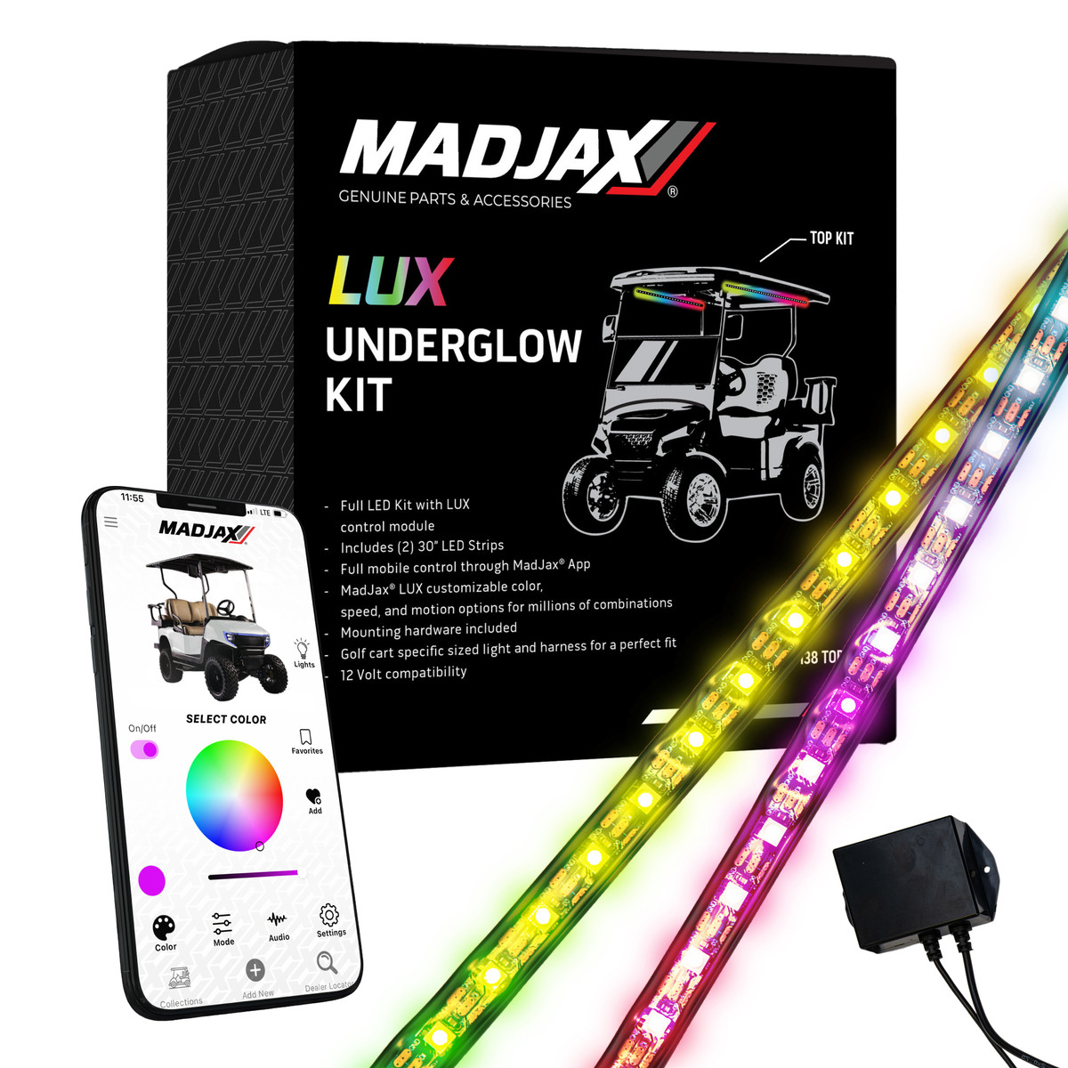 LED Golf Cart Roof Top Underglow Light Kit (Fits ALL Carts!) - Golf ...
