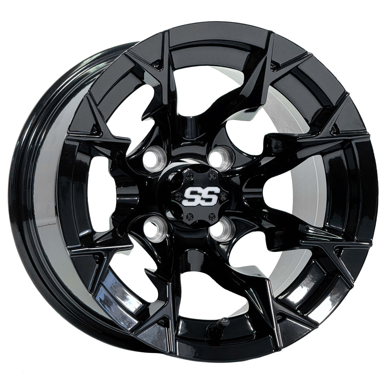 12" VULCAN Gloss Black Golf Cart Wheels - Set of 4 | Golf Cart Tire Supply