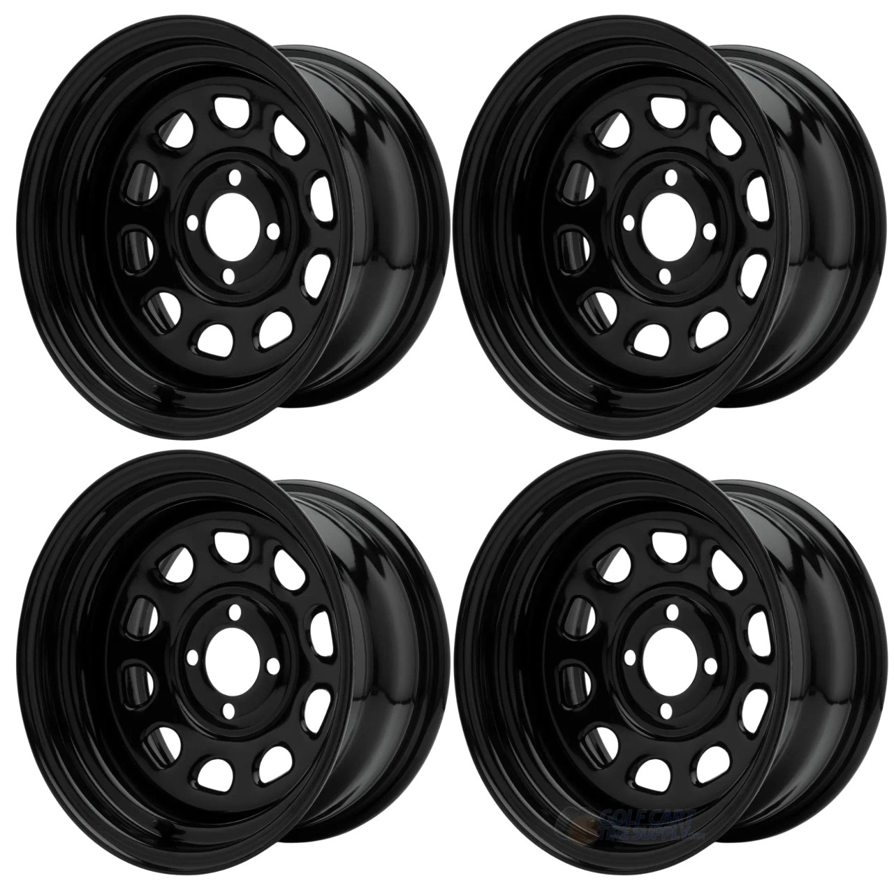 14" Black Steel Window Wheels - Set of 4 | Golf Cart Tire Supply