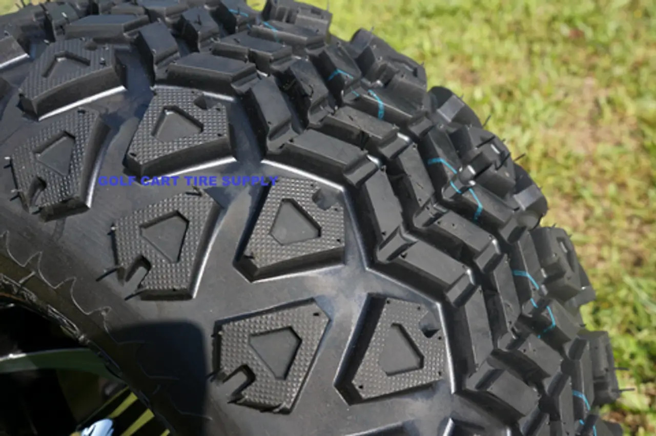 12" RALLY Machined/Black Golf Cart Wheels and 20x10-12" DOT All Terrain ...