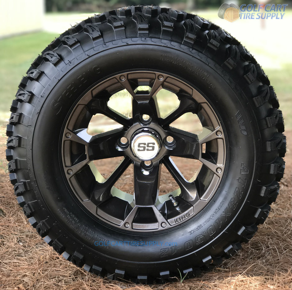 12" BLACKJACK Bronze Golf Cart Wheels and 23" All Terrain Golf Cart ...
