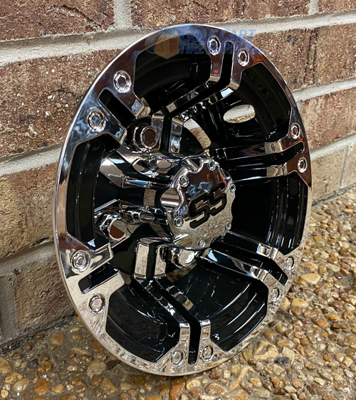 10" TERMINATOR Black/ Chrome Golf Cart Hub Caps | GCTS