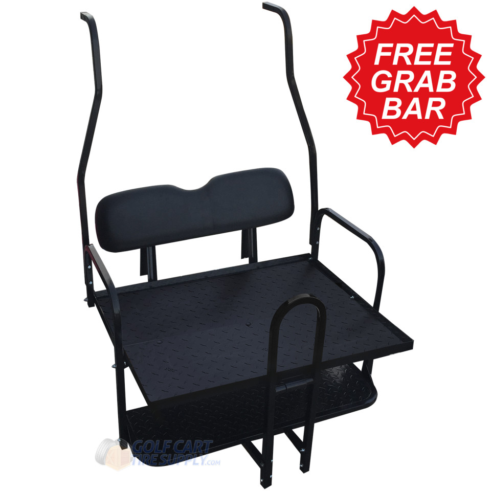 NOMAD Club Car DS Rear Seat Kit in BLACK with Cargo Bed & Free Grab Bar ...