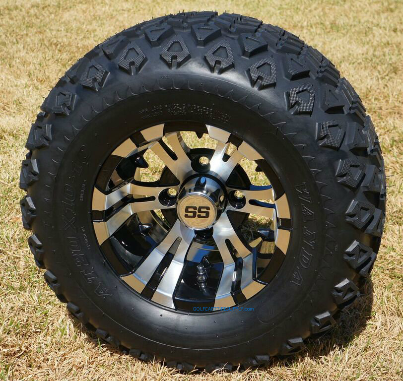10" VAMPIRE Golf Cart Wheels and 20x10-10 DOT Golf Cart Tires Combo ...