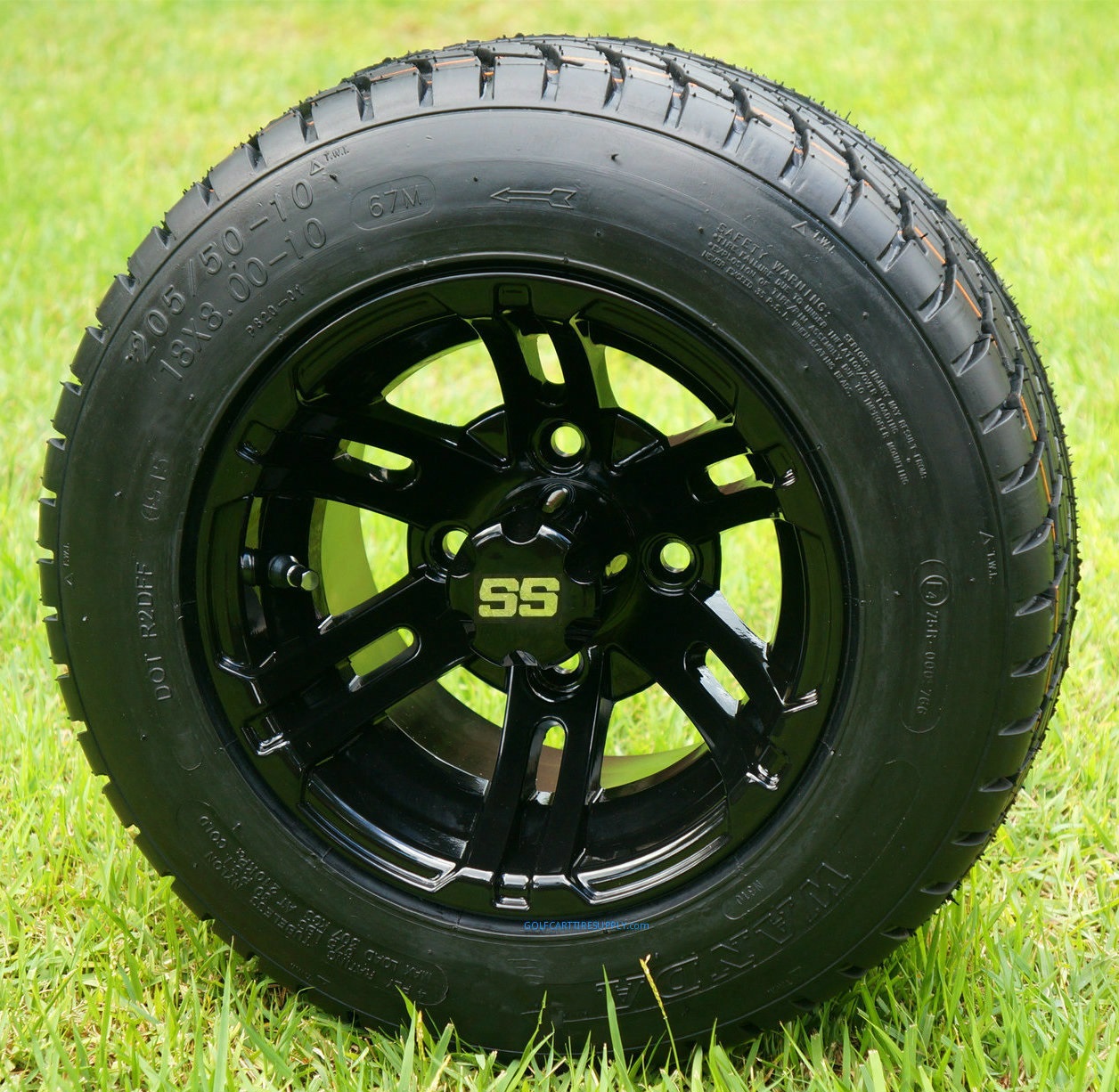 10" BULLDOG BLACK Golf Cart Wheels and 205/50-10 Golf Cart Tires Combo ...