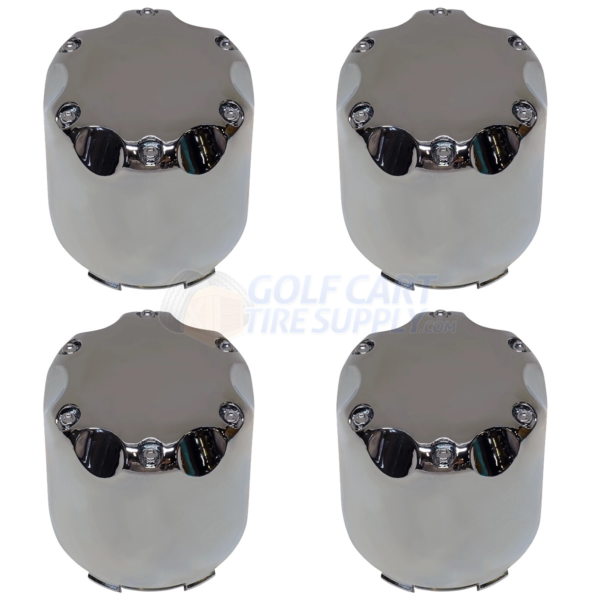 Chrome Snap-In Golf Cart Center Caps w/ No Logo 2.65" for All Carts | GCTS