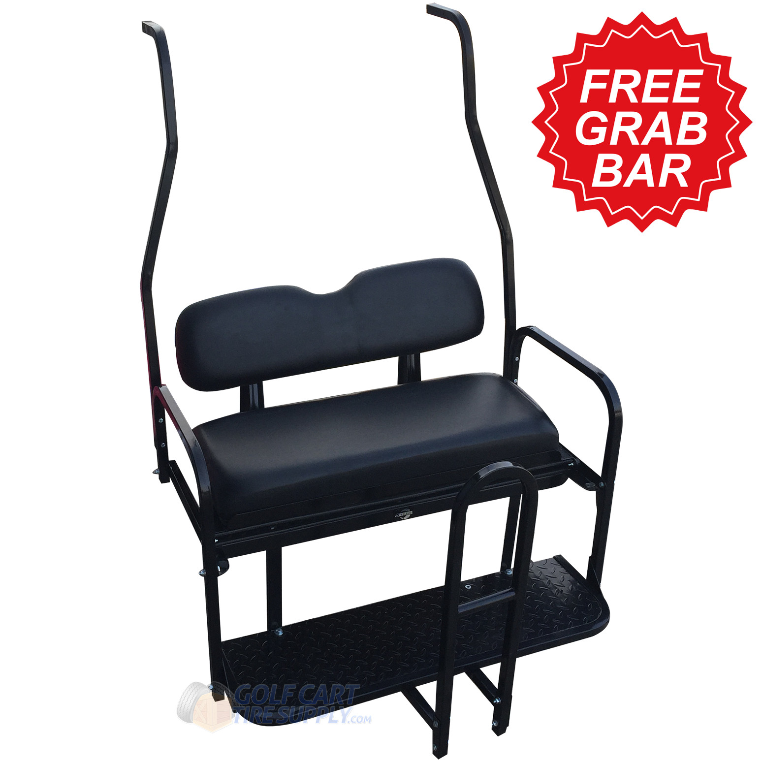 NOMAD Club Car DS Rear Seat Kit in BLACK with Cargo Bed & Free Grab Bar ...