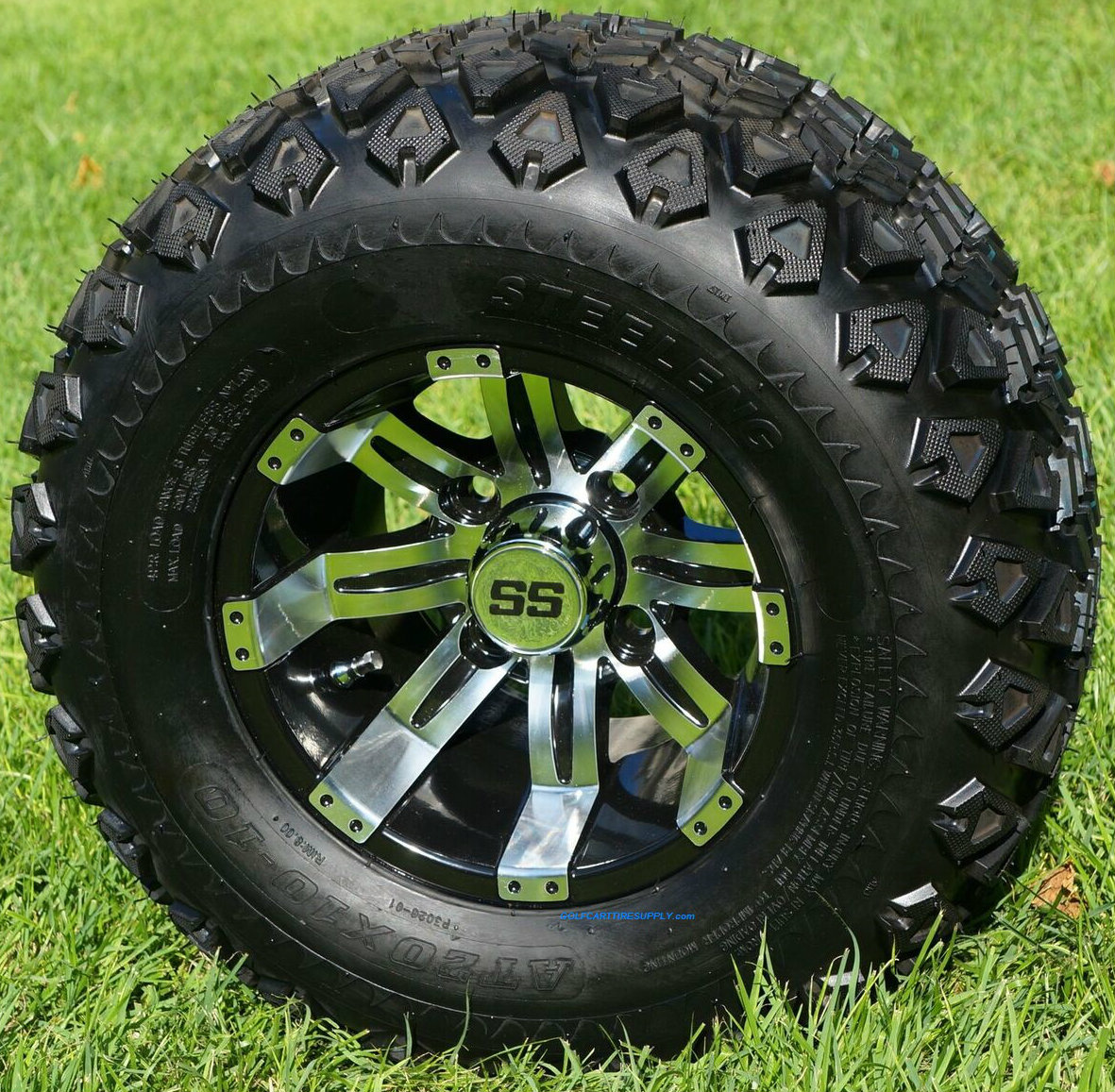 10" TEMPEST Golf Cart Wheels and 20x10-10 DOT Golf Cart Tires Combo ...