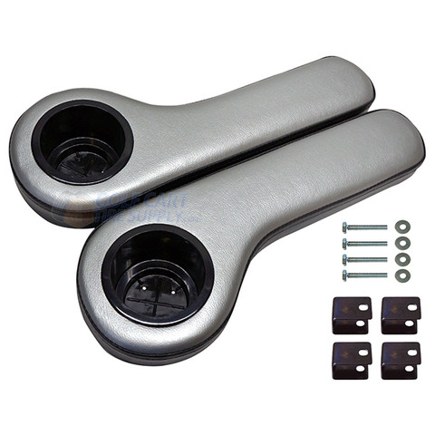 Black/Silver Golf Cart Cup Holder Rear Seat Arm Rest Cushion | GCTS