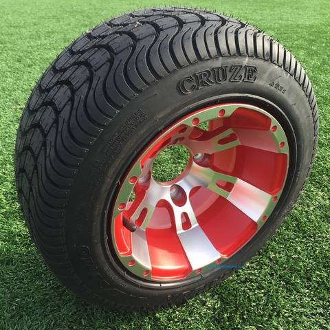 10" RUCKUS Red Golf Cart Wheels and 205/50-10 Golf Cart Tires Combo ...